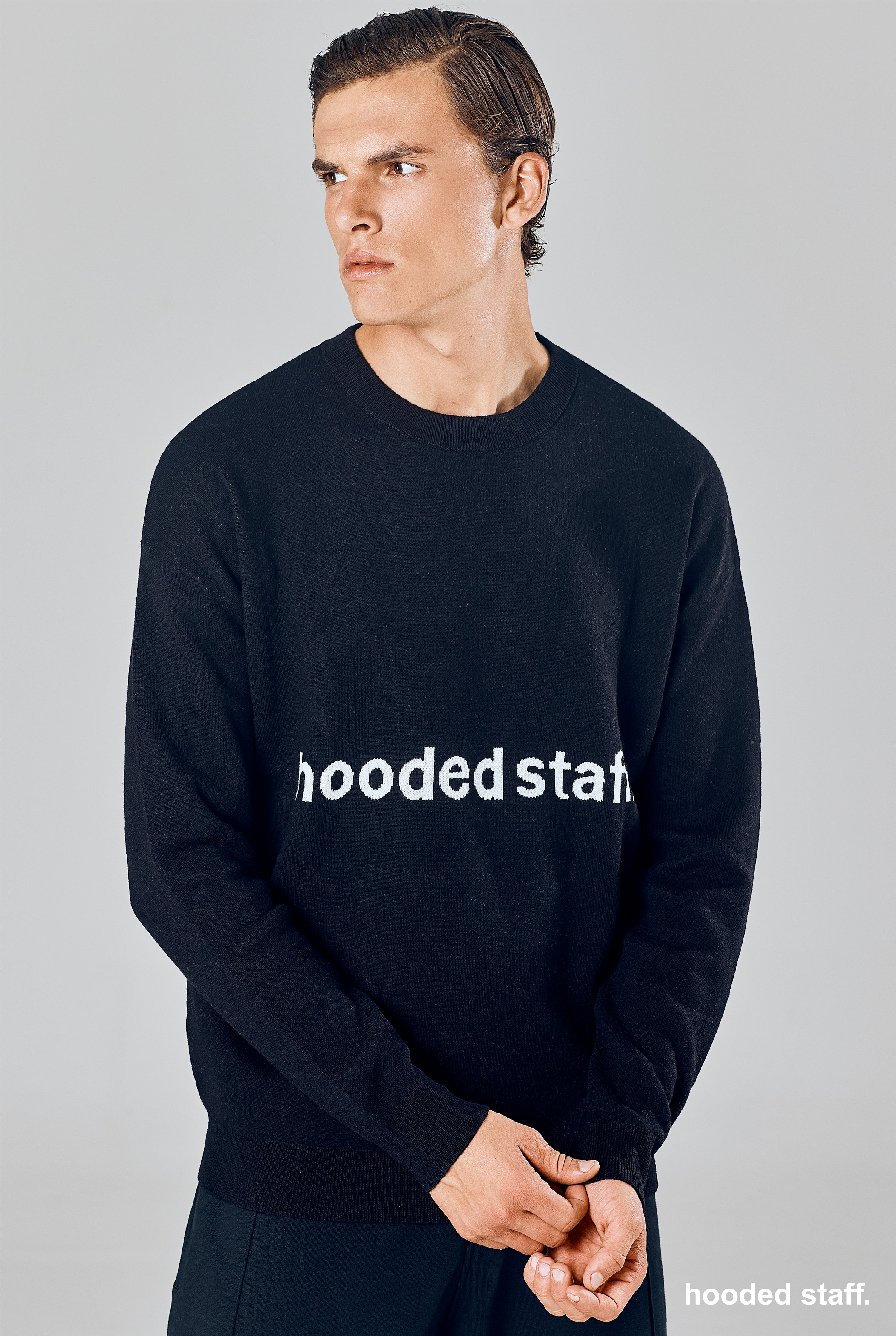 LOGO KNITTED SWEATSHIRT – hooded staff.